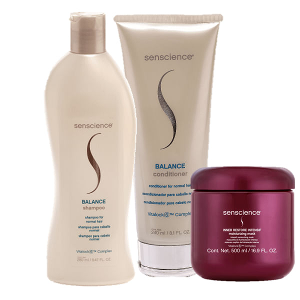 Kit Senscience Balance Shampoo 280ml e Condicionador 240ml e Inner ...