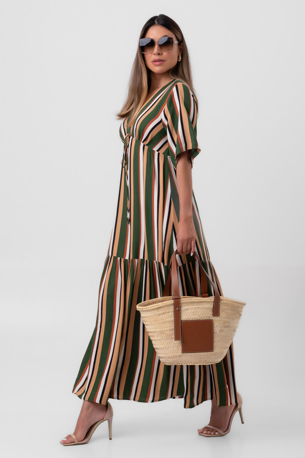 Vestido longo campo windsor listrado pequiá - Privalia