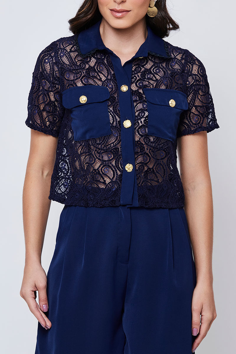 Bermuda Jords com Bolsos Faca Azul Marinho - Privalia