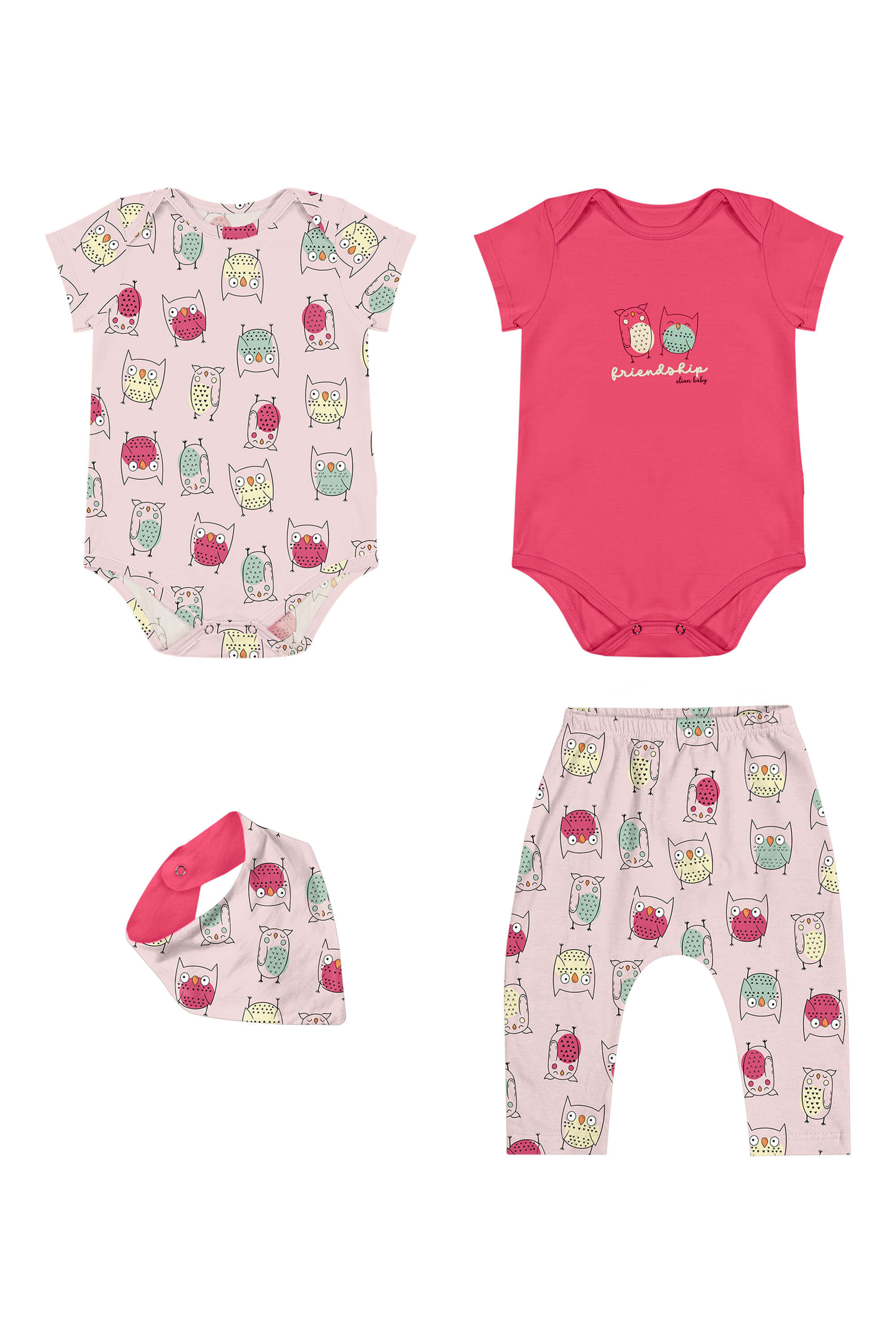 Kit Bebê Menina Com Babador Elian Rosa - Privalia