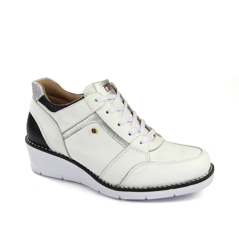 Tênis Nice Couro Branco Prata Preto - NIC021 - Privalia