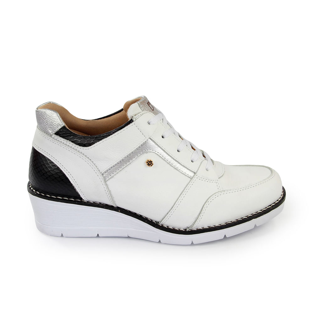 Tênis Nice Couro Branco Prata Preto - NIC021 - Privalia