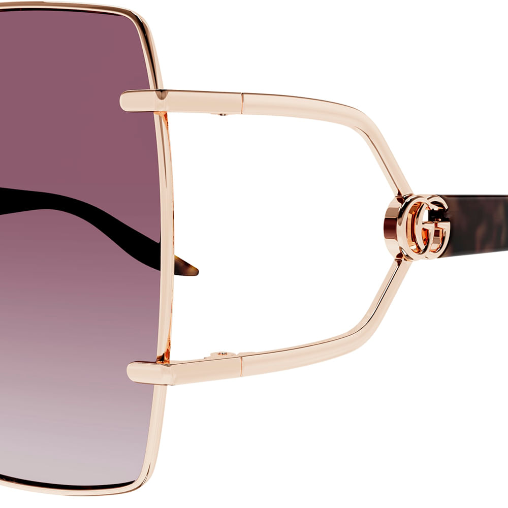 Óculos de Sol Gucci GG1564SA 002 - Dourado Rosé Brilhante 61 - Privalia