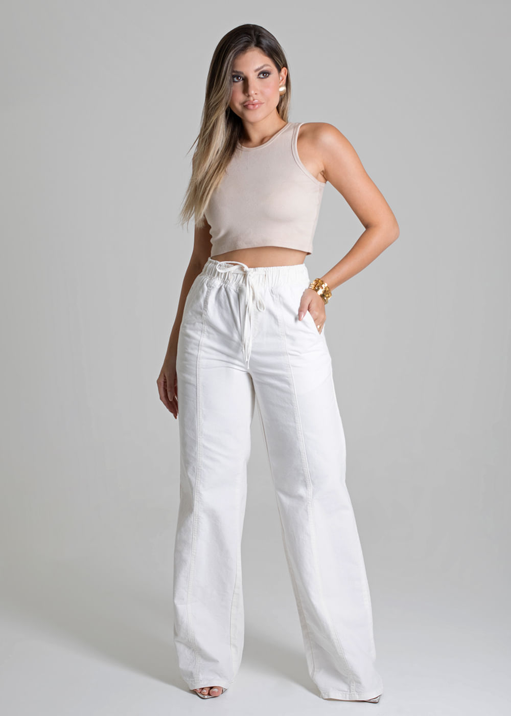 Calça Sarja Sawary Wide Leg - 278615 - Privalia