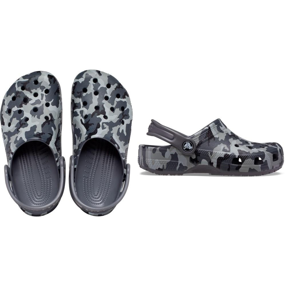 Sandália crocs classic camo clog kidst black/grey - Privalia