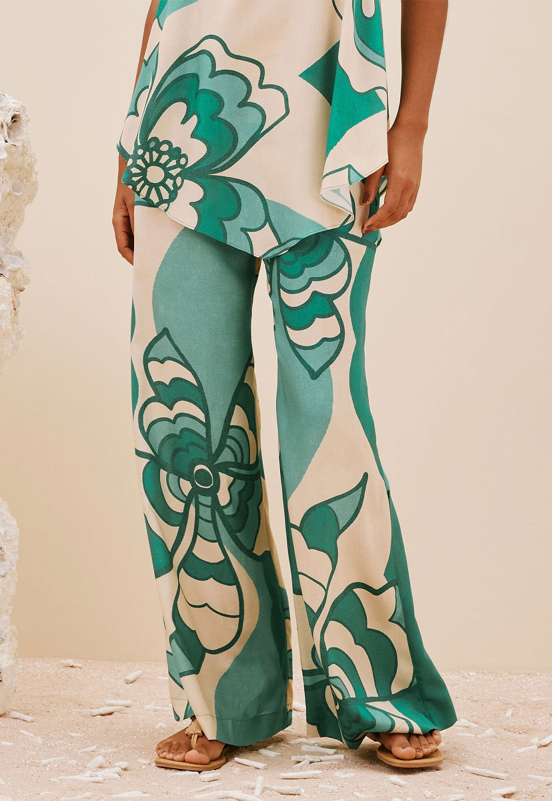 Calça Pantalona Cós Estampada Pop Flower - Privalia