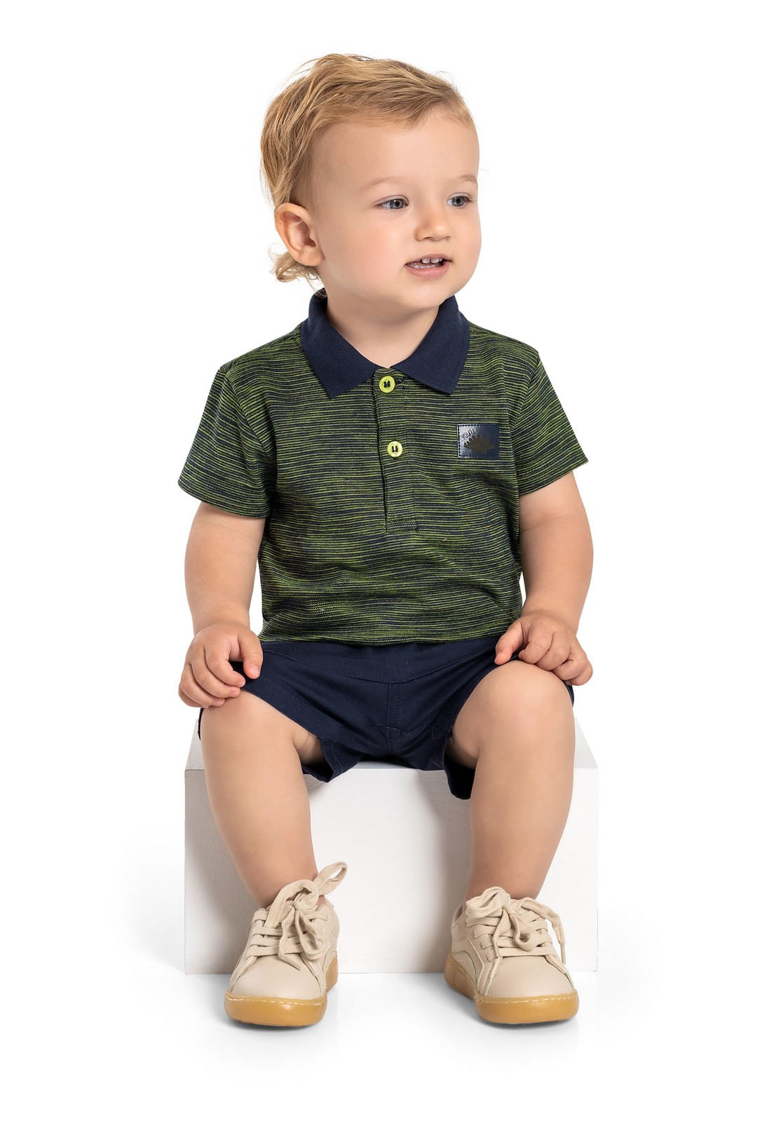 Conjunto com Camisa Polo e Bermuda em Sarja para Bebês Quimby - Privalia