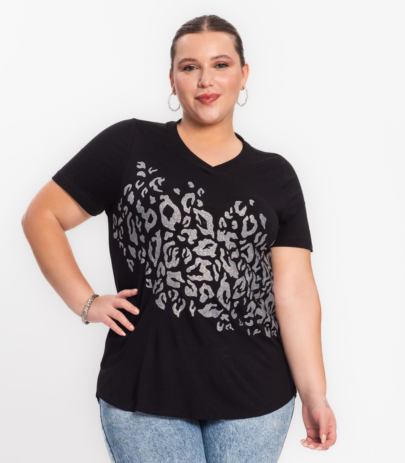 Blusa Feminina Plus Size Alongada Secret Glam Preto - Privalia