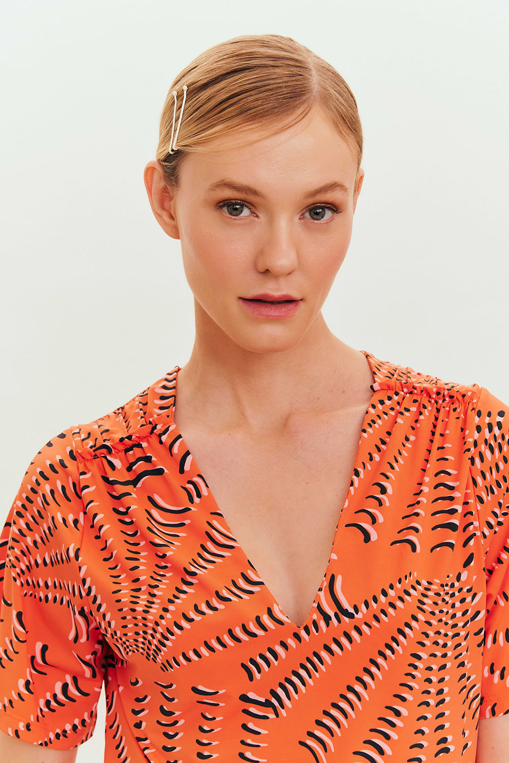 Blusa manga concha laranja tropical (049) - Privalia