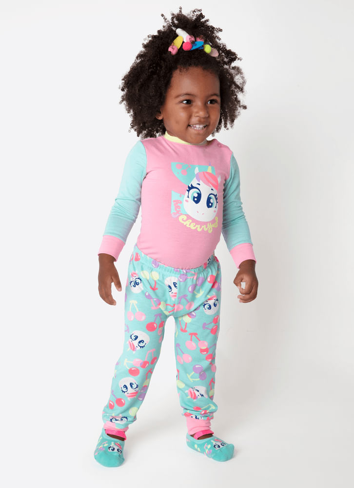Body Pijama Manga Longa Bebê Menina Viscolycra Unicórnio Cherry - Privalia