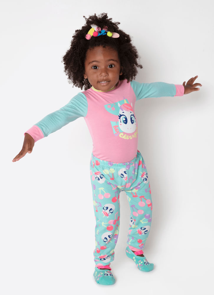 Body Pijama Manga Longa Bebê Menina Viscolycra Unicórnio Cherry - Privalia