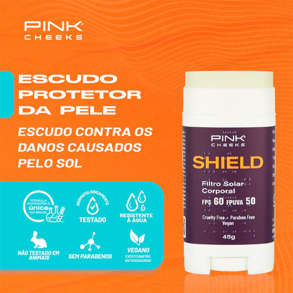 Pink Cheeks Shield FPS 60 FPUVA 50 Protetor Solar Corporal 45g - Privalia