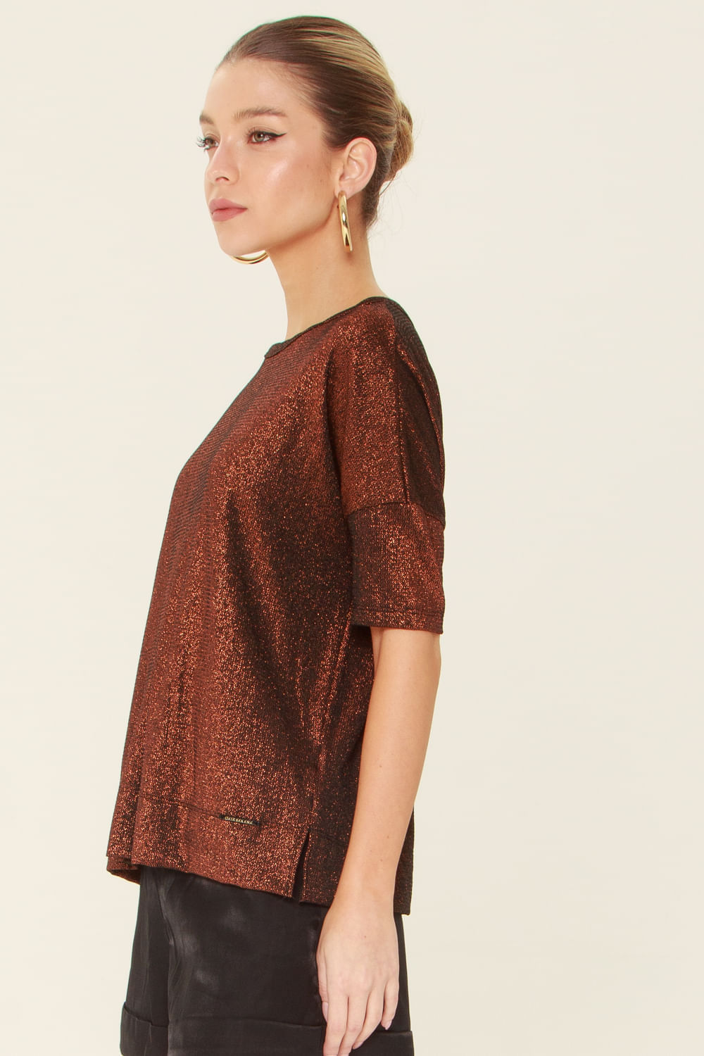 T Shirt Eccentric Lurex Marrom - Privalia