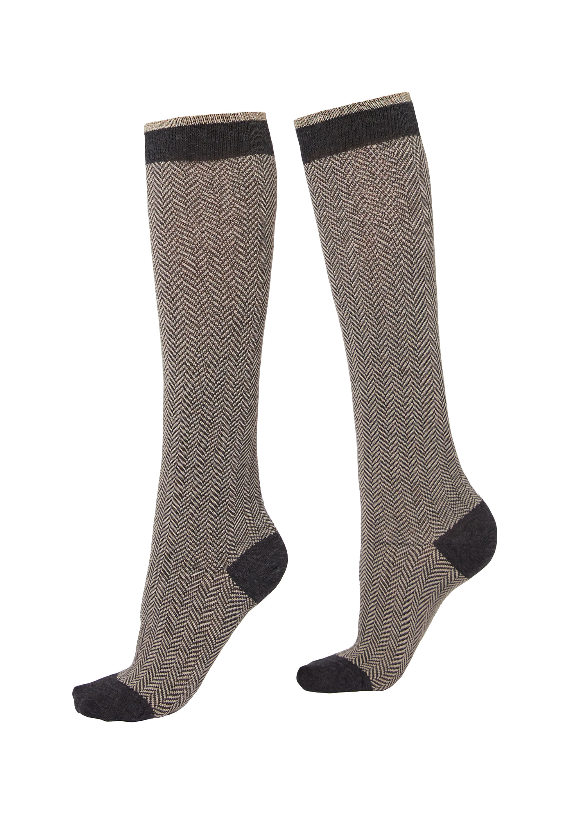 Meia Longa Com Padrão De Espinha e Glitter - Cinza - Privalia