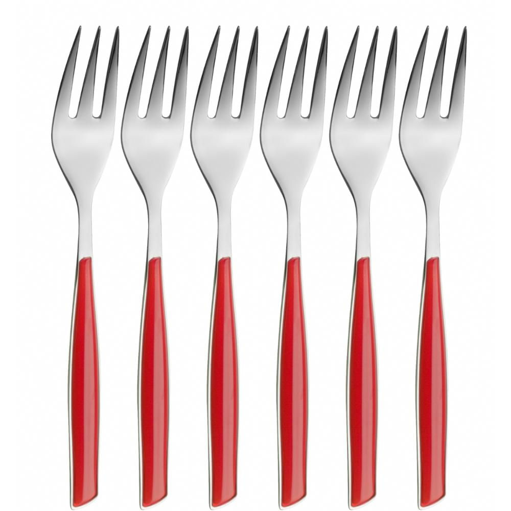 Jogo 6 peças Garfo Bolo Sobremesa Vermelho Glamour Bugatti - Privalia
